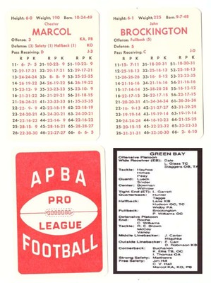 1972 APBA Football Season (30 Card Team Set) - GREEN BAY PACKERS | eBay ...