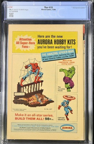 Thor #135 CGC 7.0 OW/W Pgs | Thor Vs Super-Beast | Stan Lee Jack Kirby ...