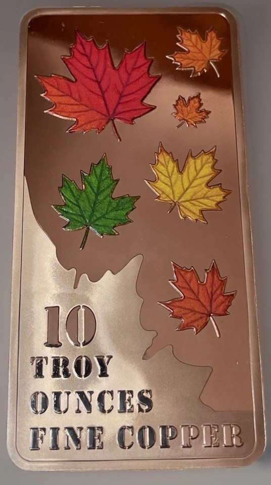 10 Troy Ounces Fine Copper Bar 0.999% Metal Content 311grams Colored ...
