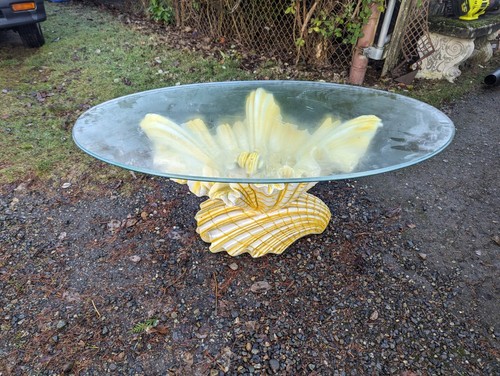 Hollywood Regency Plaster Clam Shell Coffee Table Base Coastal Chic | eBay