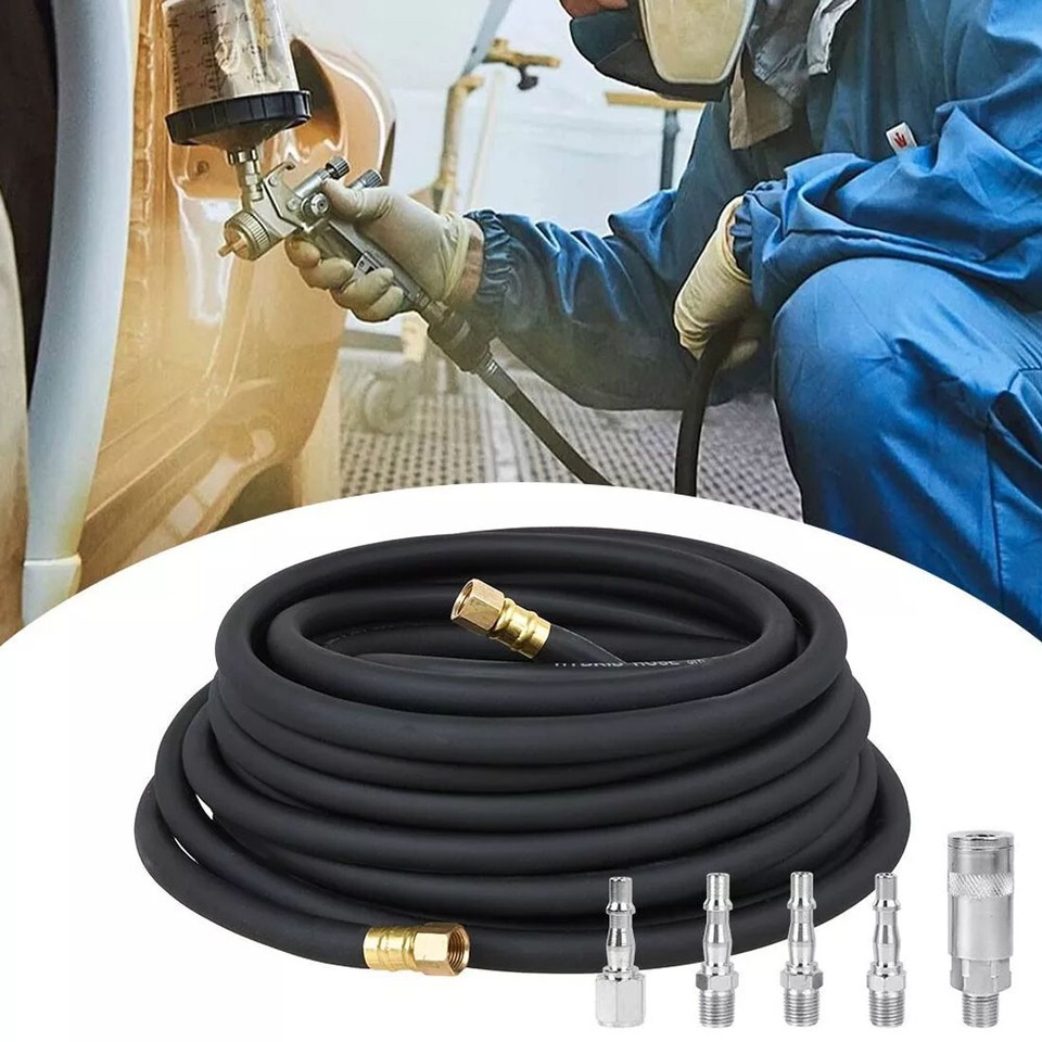 Rubber Air Compressor Hose Line 15m Metre 1/4" BSP 9.5mm Bore Auto ...