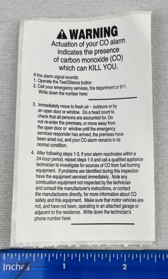 Carbon Monoxide Alarm Warning Stickers/Decals “CO” | eBay