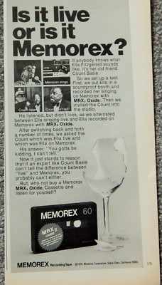 MEMOREX CASSETTE AUDIO TAPE ORIG. VTG 1974 PHOTO AD, RARE MUCH SOUGHT ...
