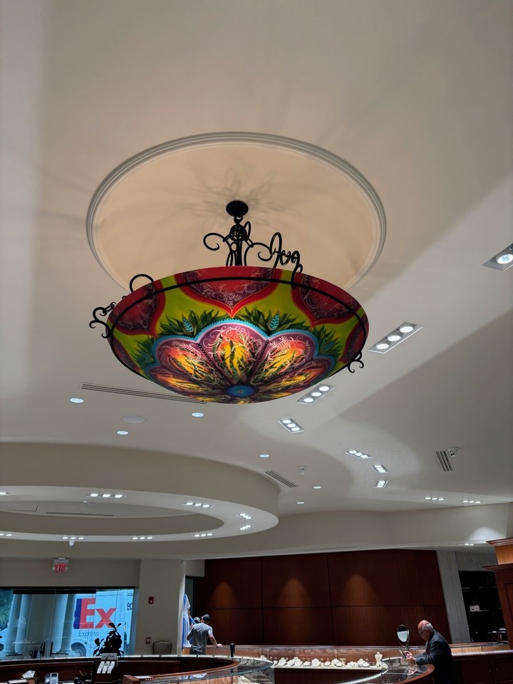 Hand-Painted Large Glass Maximalist Light Fixture, 52" | eBay