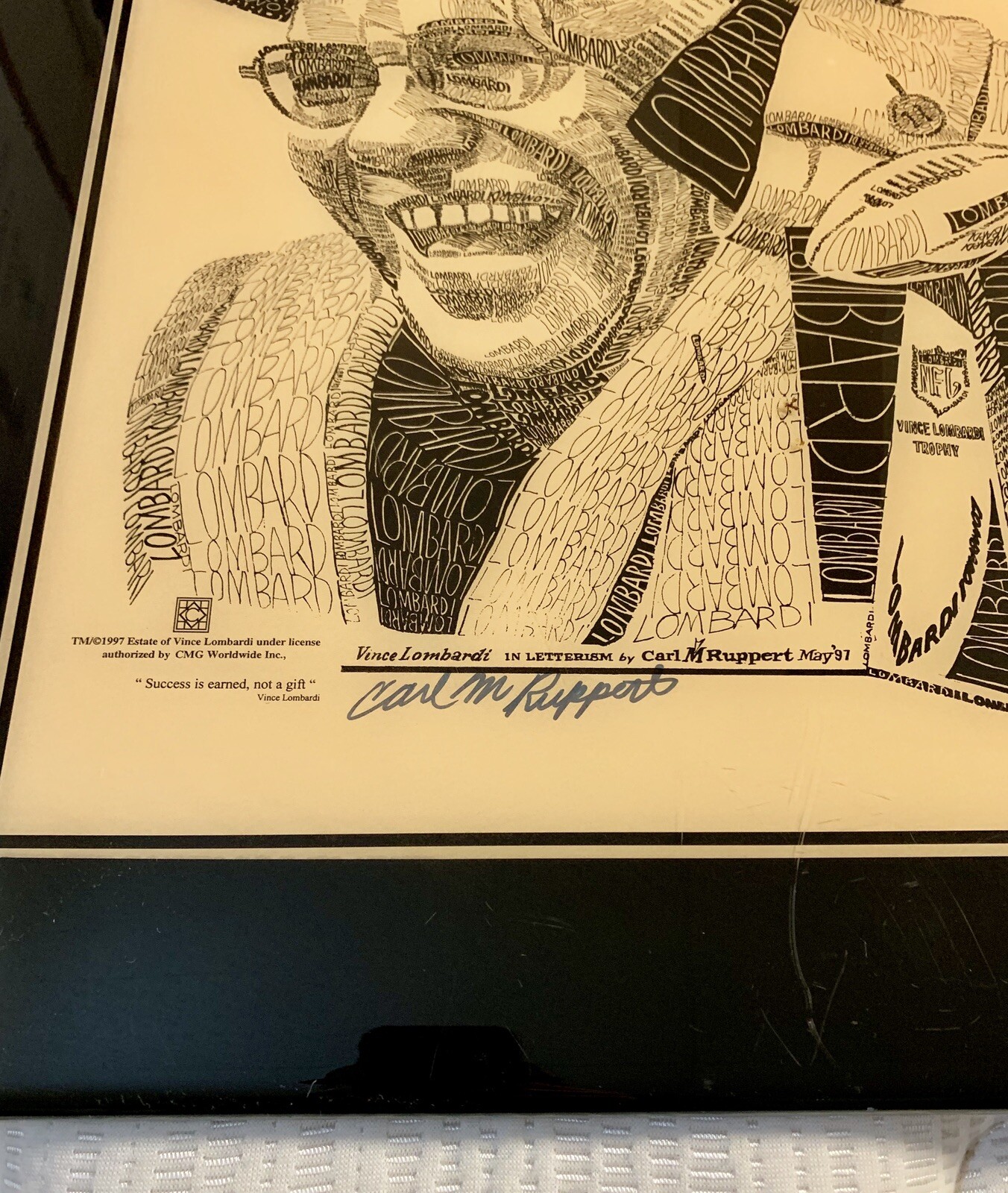 Vince Lombardi In Letterism Carl M Ruppert Art Picture Clock Green Bay ...