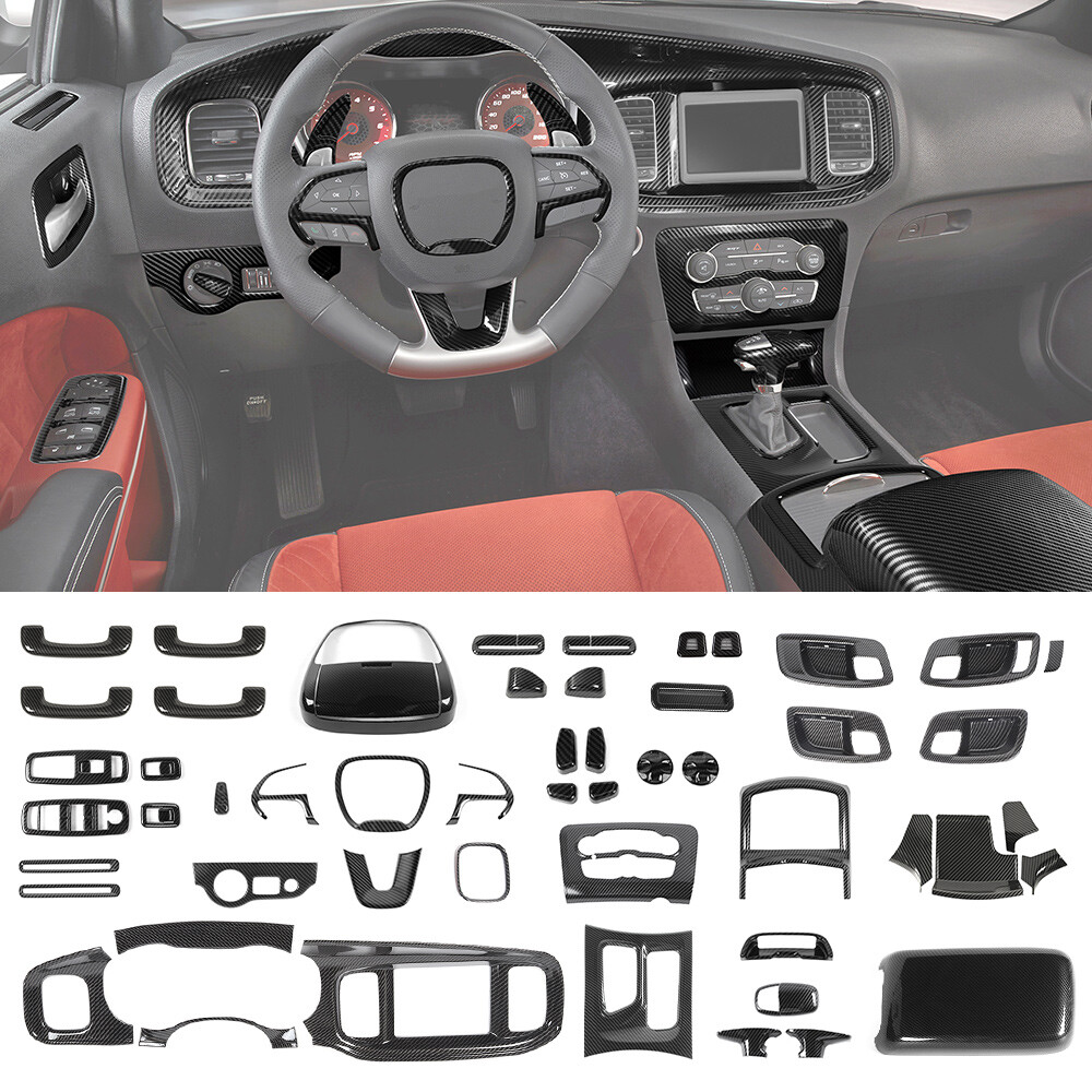 53x Carbon Fiber Interior Set Decor Trim Kit for Dodge Charger 2015 ...