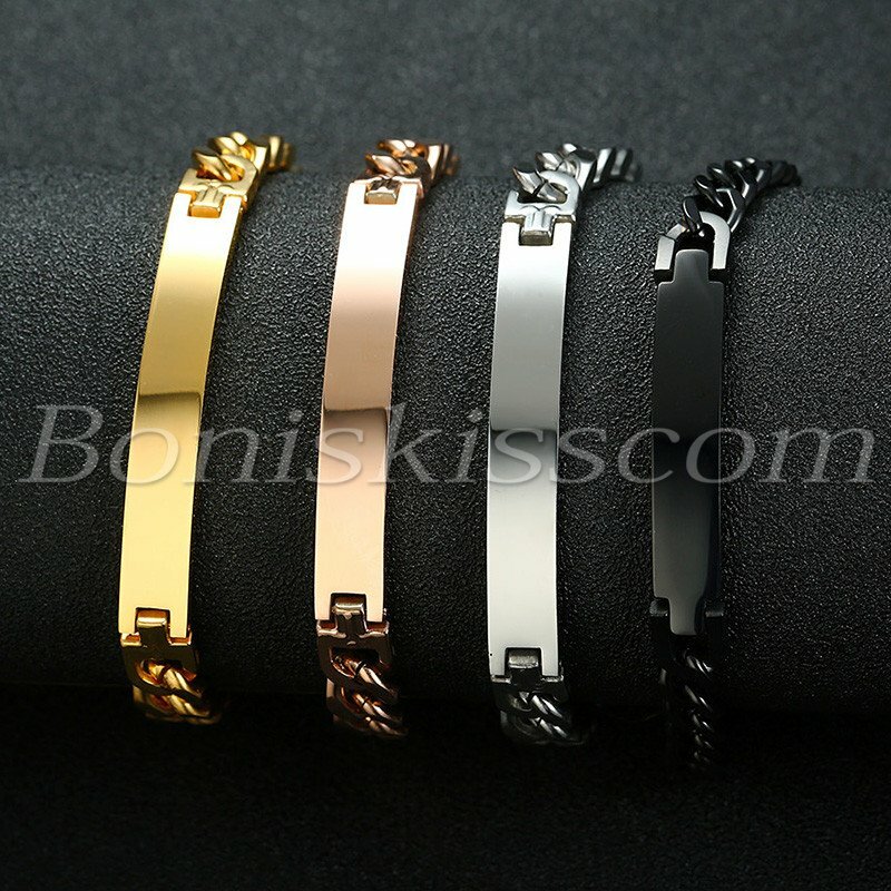 Men's Womens Charm Polished Stainless Steel Custom Bracelet Chain Free ...