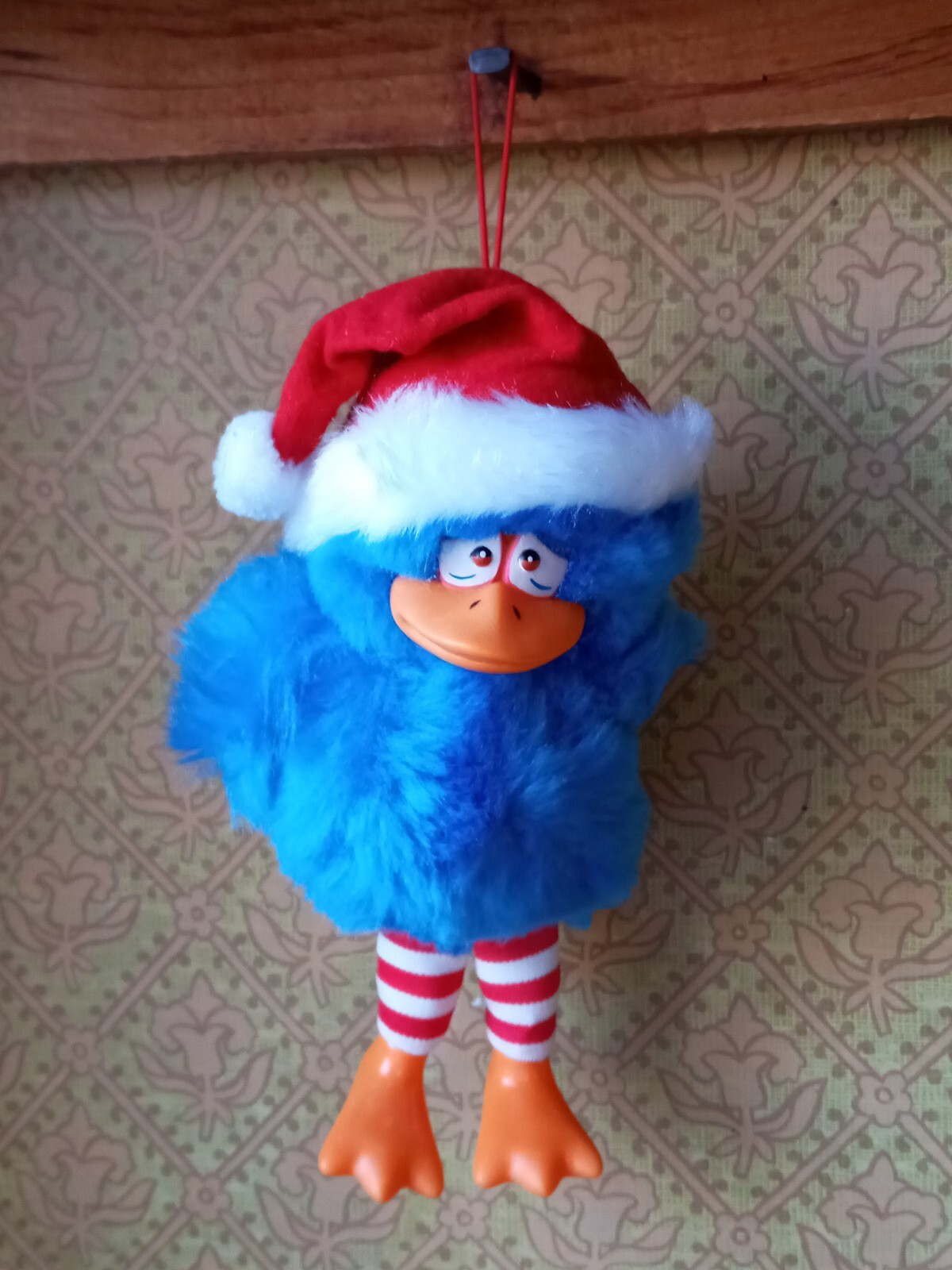 Vtg Russ Berrie Lester The Looney Bird Blue 6" Xmas Hat Ornament Plush ...