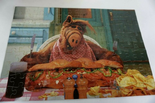 ALF sandwich 100 pc jigsaw puzzle Milton Bradley 11x16 vtg rare 1987 tv ...