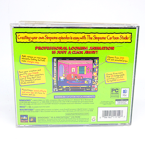 Vintage The Simpsons Cartoon Studio CD Rom PC 1996 RARE Windows ...