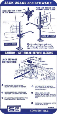 OER Convertible Jacking Instruction Decal 1967 Pontiac Firebird ...