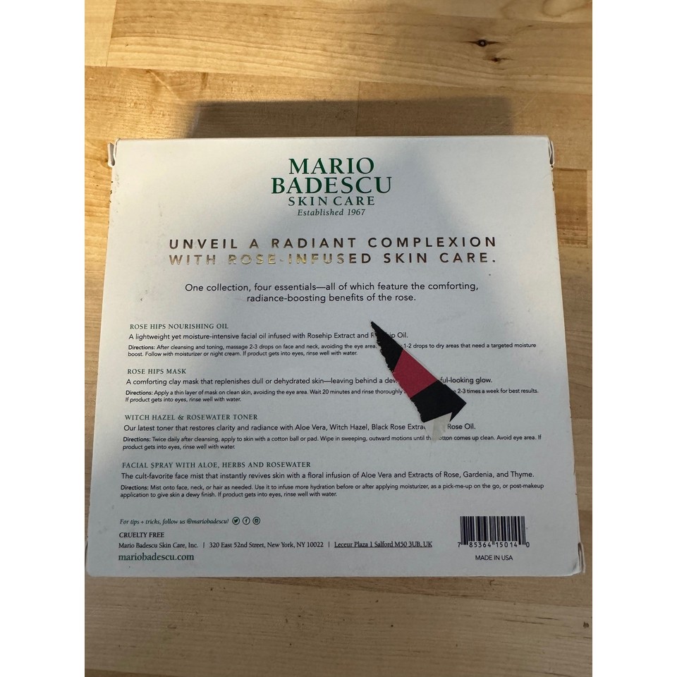 Mario Badescu Rose Essentials Skin Care Set Facial Spray Toner Oil Mask ...