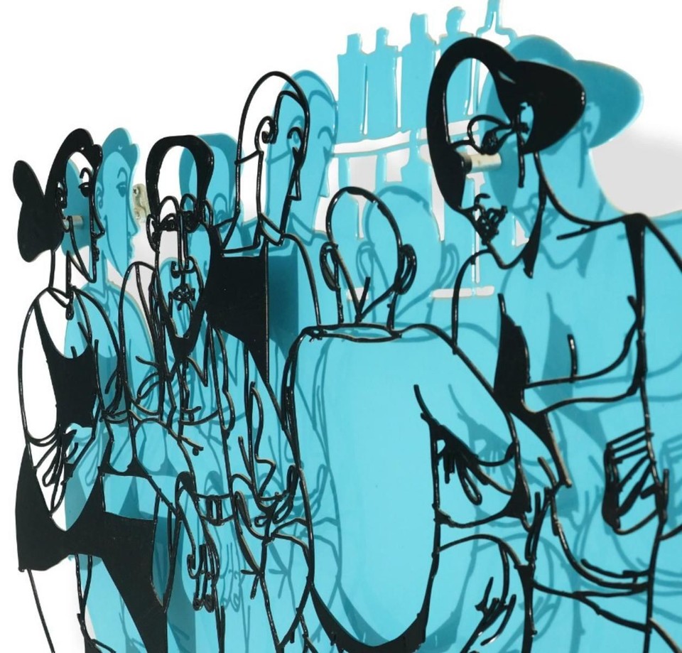 David Gerstein- Mixed Media Cutout Aluminum "Bar series - Bar people ...