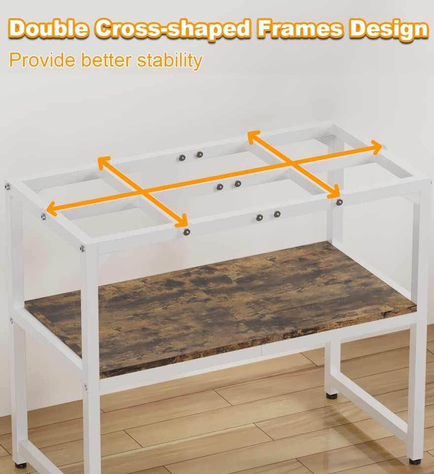 30 Gallon Rimless Fish Tank Stand with Shelf for Storage, 2 Tiers Metal ...