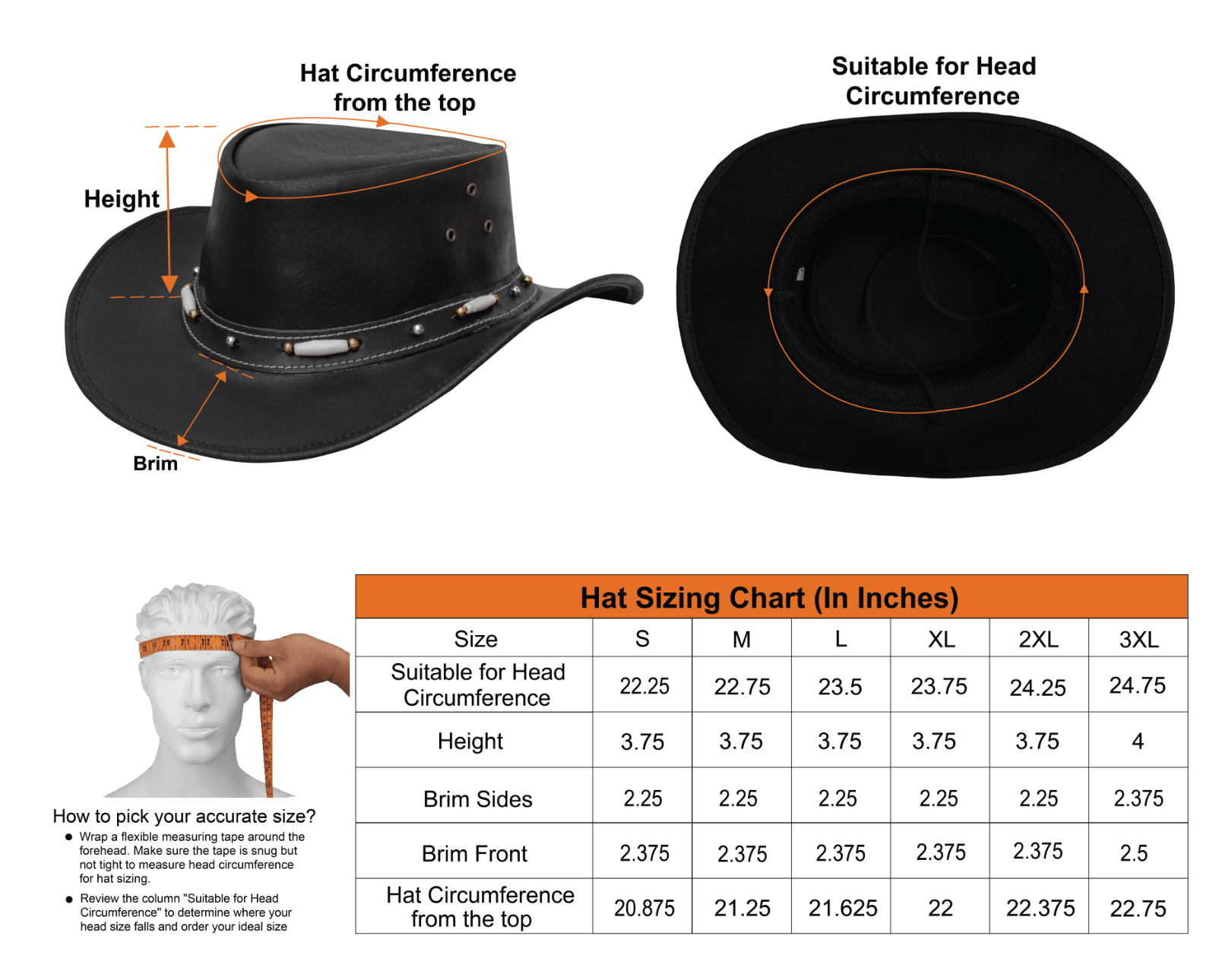 Men's Black Premium Leather Western Cowboy Hat for Halloween Deadman ...