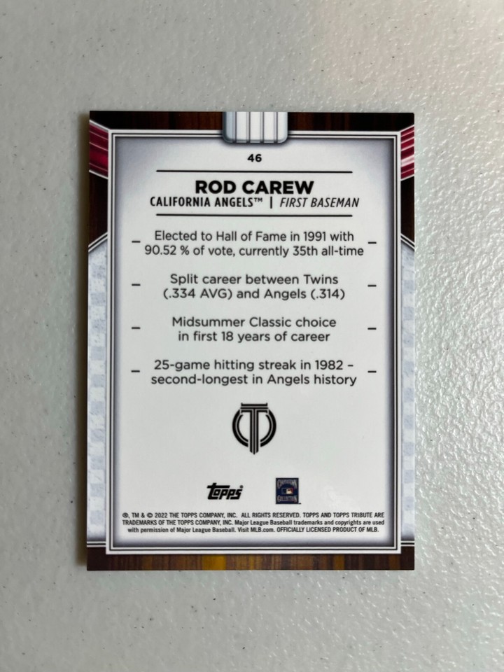 2022 Topps Tribute Rod Carew #46 NM (Thick card) | eBay