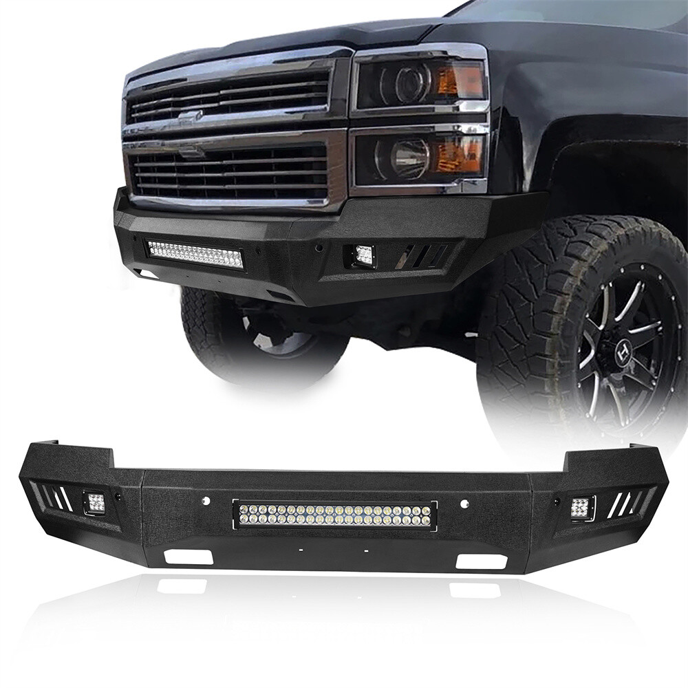 Full Width Front Rear Bumper w/ Light Bar Fit 2014-2015 Chevrolet ...