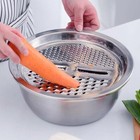 3 In 1 Stainless Steel Vegetable Cutter Slicer Basin Drain Basket ...