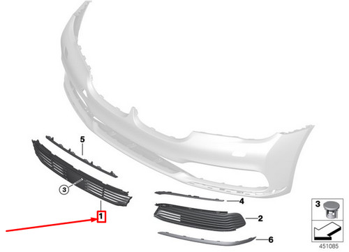 BMW 7 G11 FRONT BUMPER CENTER AIR INTAKE GRILLE 51117486832 NO DUTY TO ...