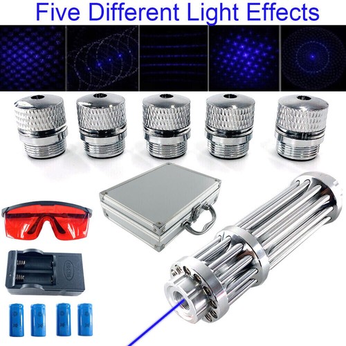 Blue Visible Beam Light Powerful Laser Pointer W/ 4×16340 Batteries+Box ...