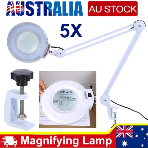 5X Magnifying Lamp SMD 5 Diopter Glass Magnifier Desk Clamp Light Lens ...