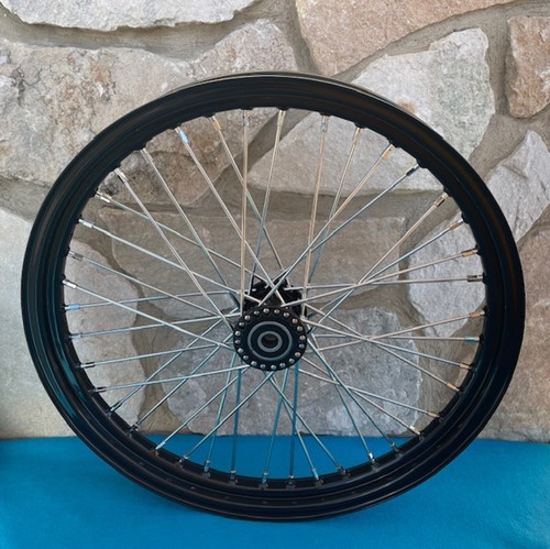 Harley 3/4" Bearings Black Chopper Front 40 Spoke Spool Hub Wheel 21 x ...