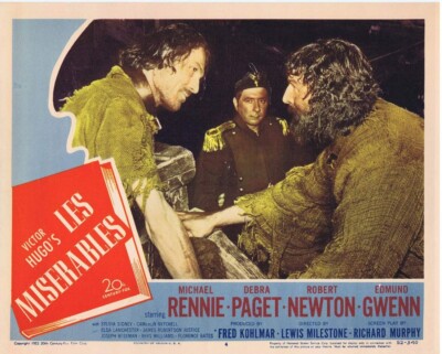LES MISERABLES Original Lobby card 4 Michael Rennie Debra Paget Robert ...