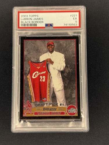 2003 TOPPS LEBRON JAMES BLACK BORDER PAPER ROOKIE RC PSA 5 /500 #221 ...