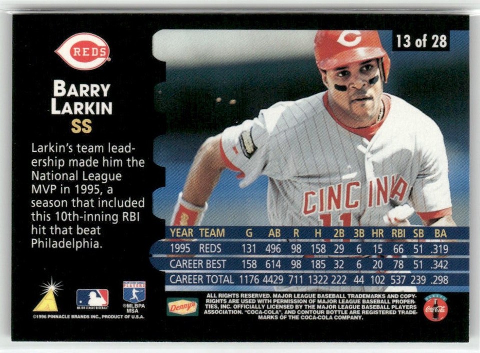 1996 Pinnacle Denny's Holograms #13 Barry Larkin Cincinnati Reds | eBay
