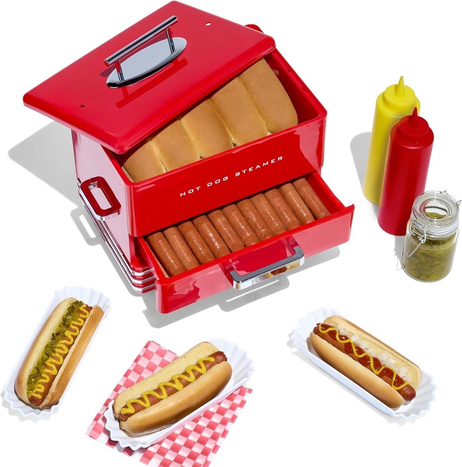 Food Steamer Extra Large Capacity Diner Style Hot Dogs Buns Vegetables ...