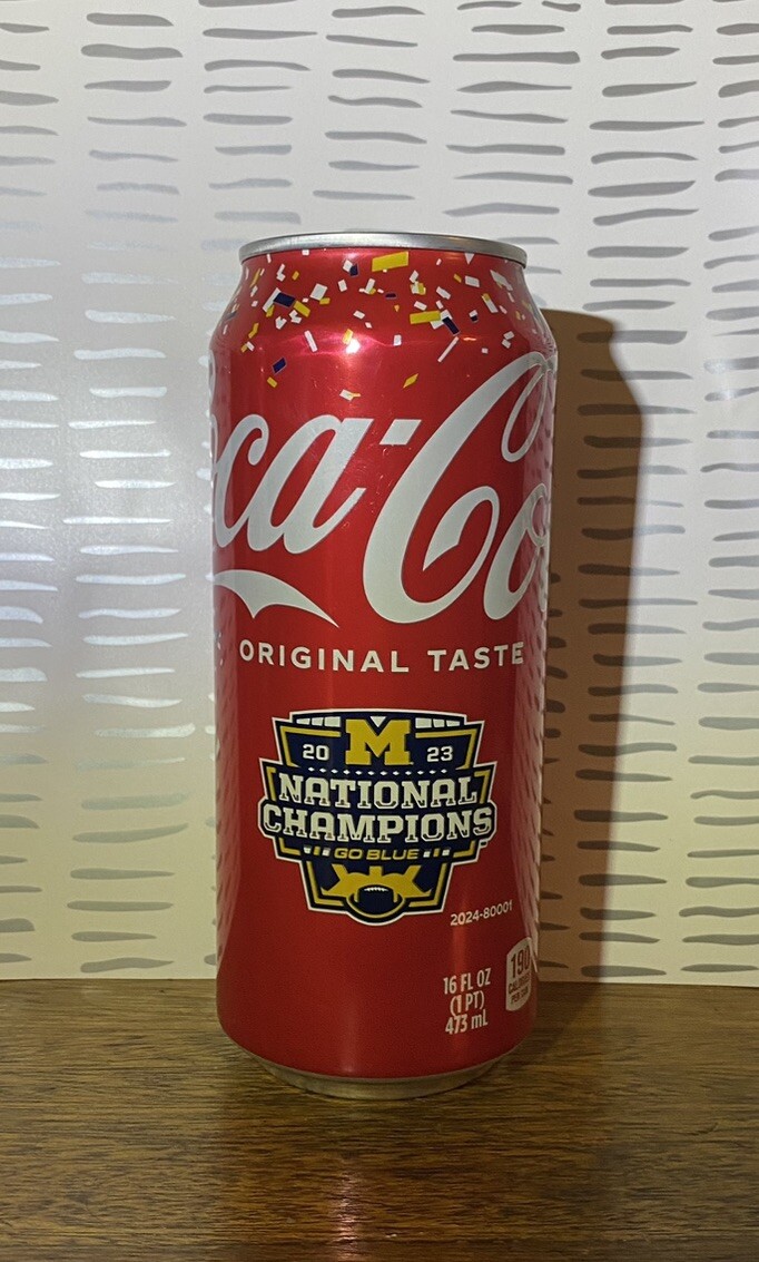 Michigan Wolverines 2023-2024 Championship Coca-Cola 16fl oz NEW Coke U ...