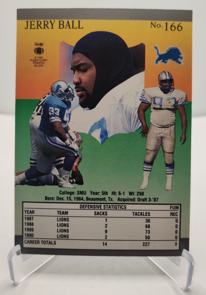 1991 Fleer Ultra #166 Jerry Ball Detroit Lions football card | eBay