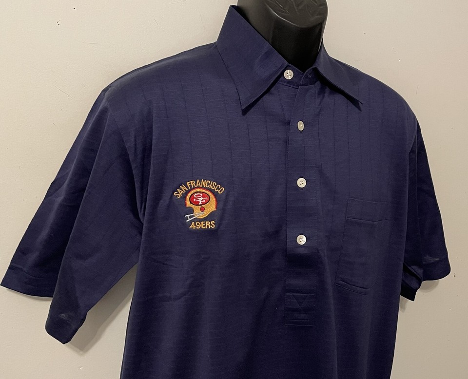 Vintage 90s NFL SF 49ers SAHARA Polo Shirt BLUE SEWN Logo NEW Old Stock ...