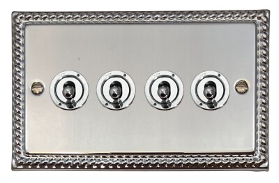 G&H MC384-PC Monarch Roped Polished Chrome 4 Gang 2 Way Toggle Light ...