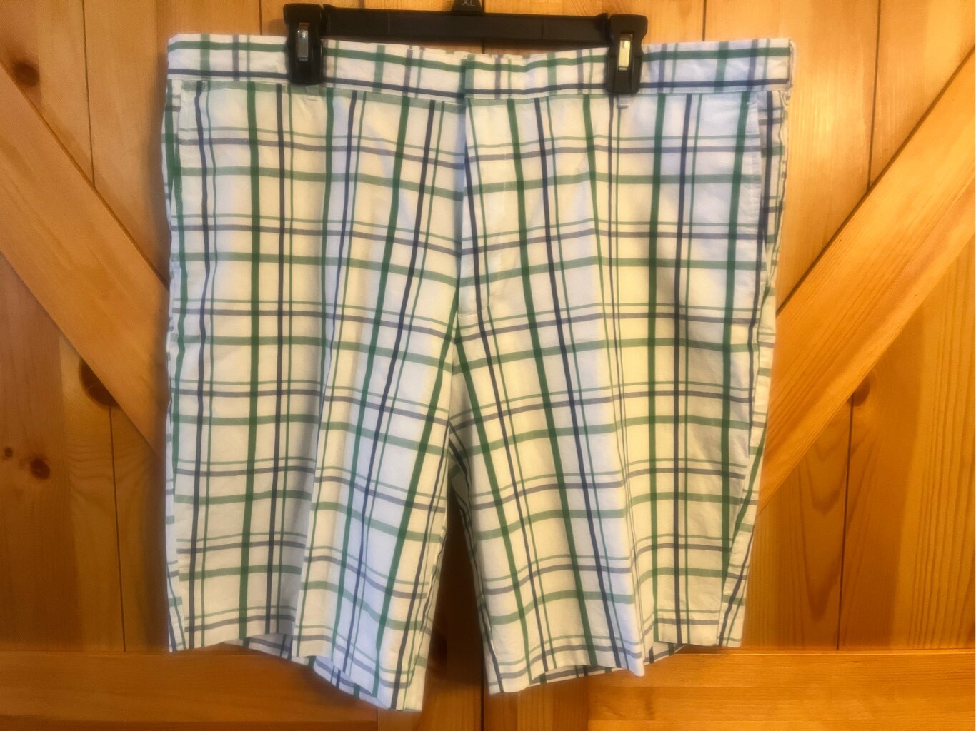 Dockers Khaki Diem Chino Shorts Men's Size 40 Blue green Plaid Pockets ...