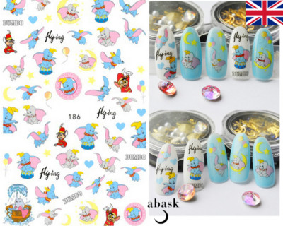 Dumbo Nail Stickers Disney Nail Art Cartoon Characters Disney Elephant ...