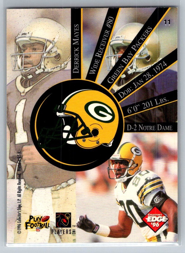 1996 Collectors Edge Draft Day #11 Derrick Mayes Green Bay Packers | eBay