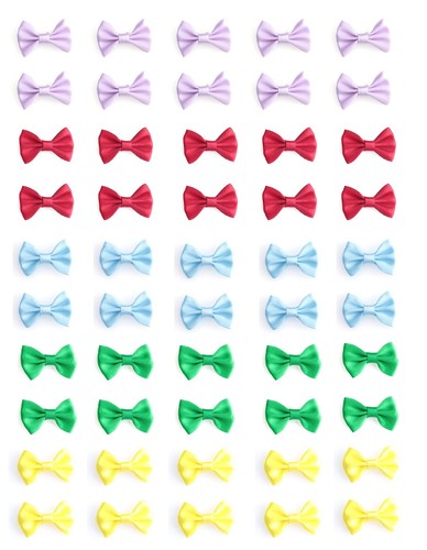 50 Pcs Mini Satin Bows Ribbon Vintage Soft Boutique Flower Bowknot for ...