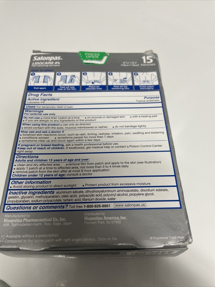 Salonpas 4% Pain Relieving Gel-Patch Maximum Strength 15 Patches 10/26 ...