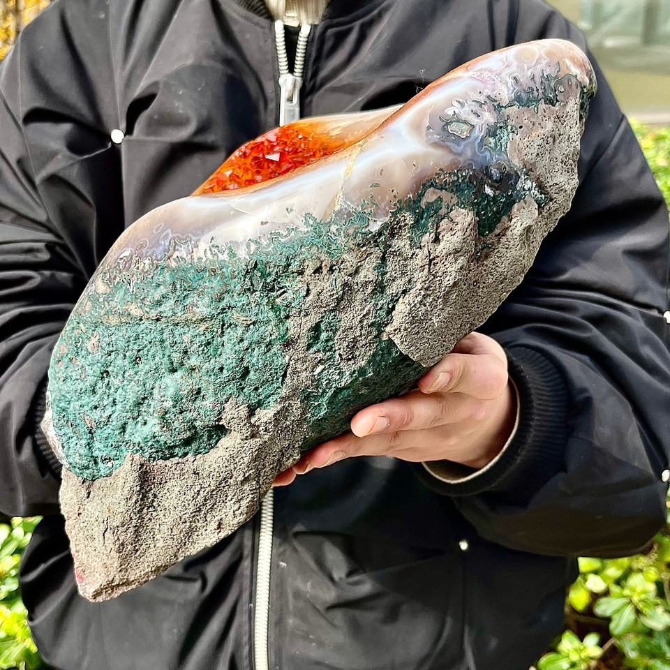 14.12LB Superb Yellow Citrine Crystal Cave Decor Stone Cathedral Geode ...