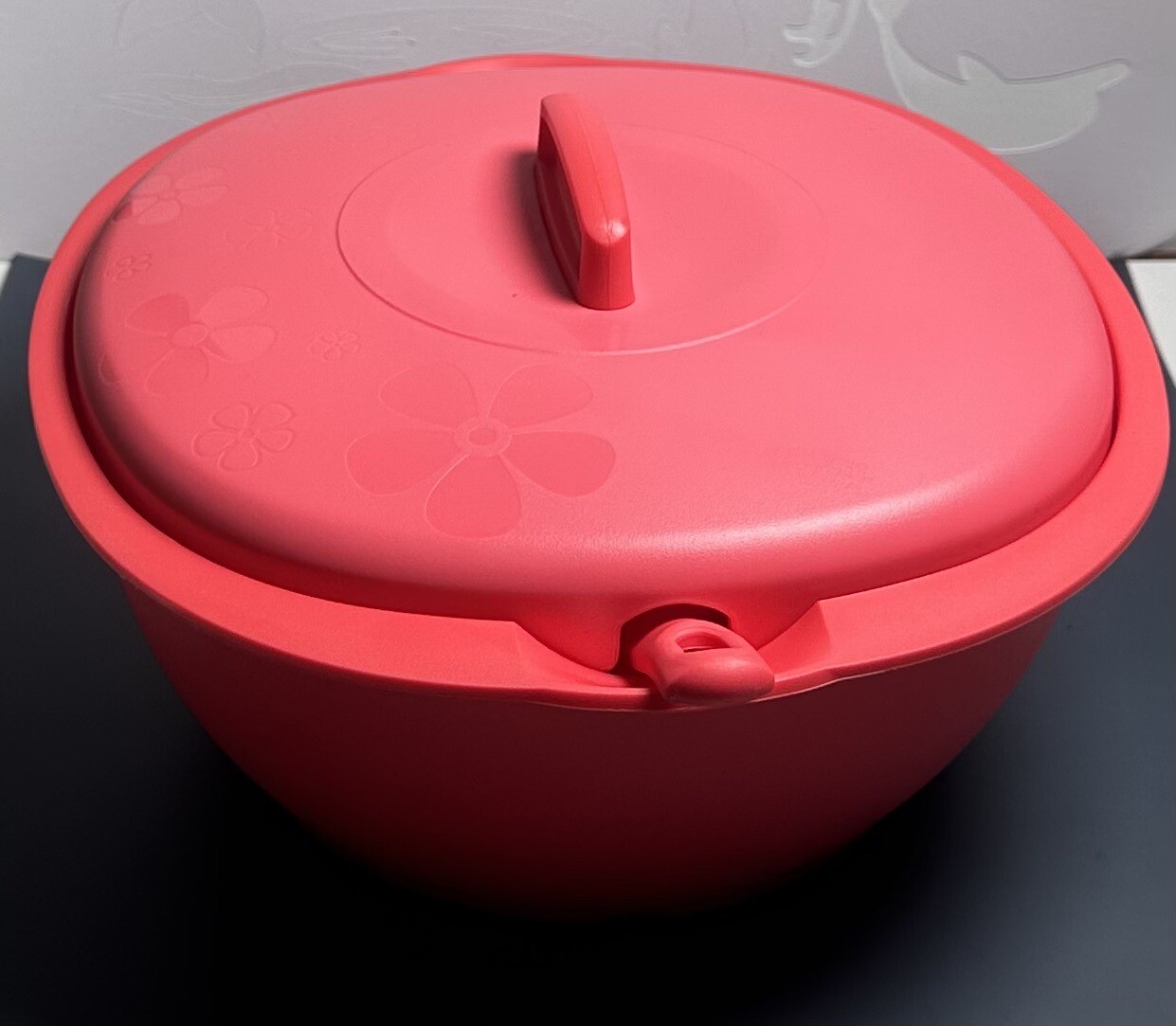 Tupperware 1.8Lt Servingware with flowers decoration Pink w/ ladle | eBay