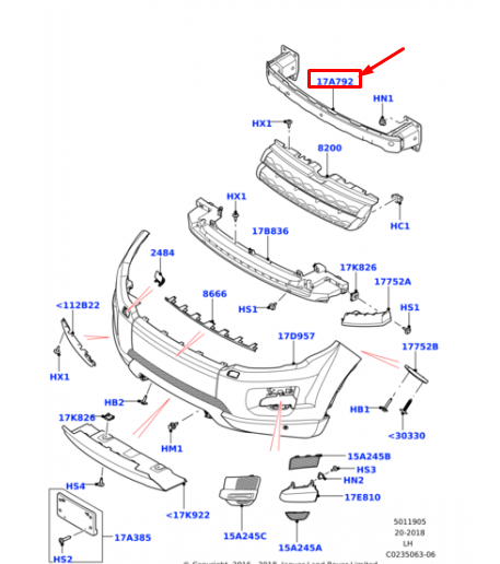 LR055992 Reinforcement Bumpers Front Land Rover Evoque Pure Year 2011 ...