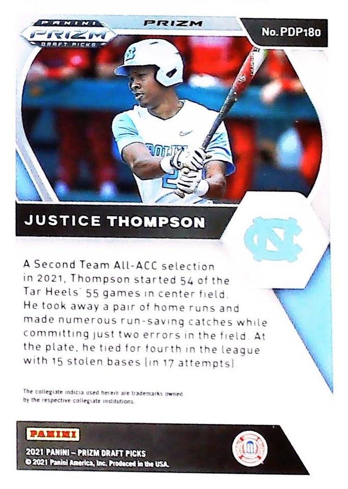 2021 PRIZM DRAFT PICKS PDP180 JUSTICE THOMPSON GREEN PULSAR FREE SHIP ...
