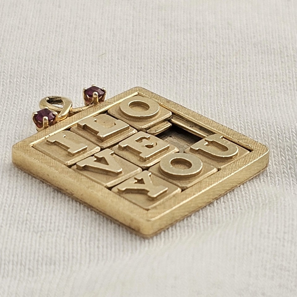 14K Gold Dankner I LOVE YOU SLIDE PUZZLE Charm Pendant | eBay