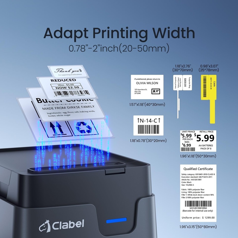 CLABEL Desk Bluetooth Barcode Label Printer: 221D Label Maker with ...