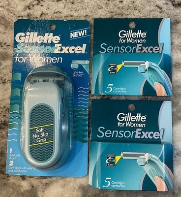 New VTG Gillette Sensor Excel For Women 1 Razor + 2 Cartridges New Old ...