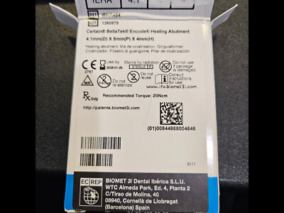 Zimmer Biomet Certain Bellatek Encode Healing Abut 4.1mm (D)x5mm(P)x4mm ...