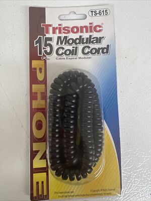 Trisonic - 15 FT Modular Coil Phone Cord - Black | eBay