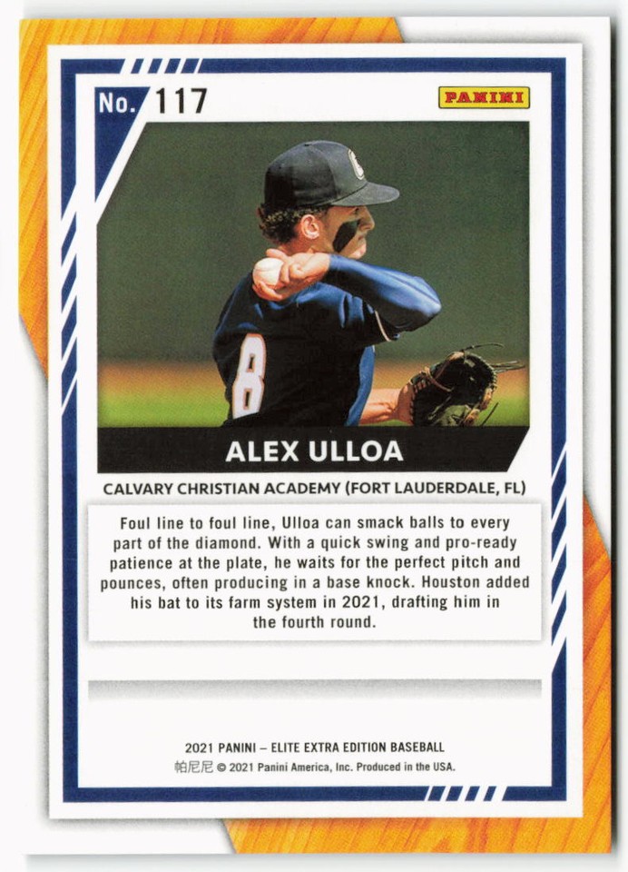 2021 Alex Ulloa Panini Elite Extra Edition Turn of the Century Rookie ...