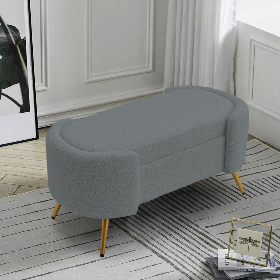 Large 100cm Metal Footstool Footrest Pouffe Foot Stool Padded Ottoman ...
